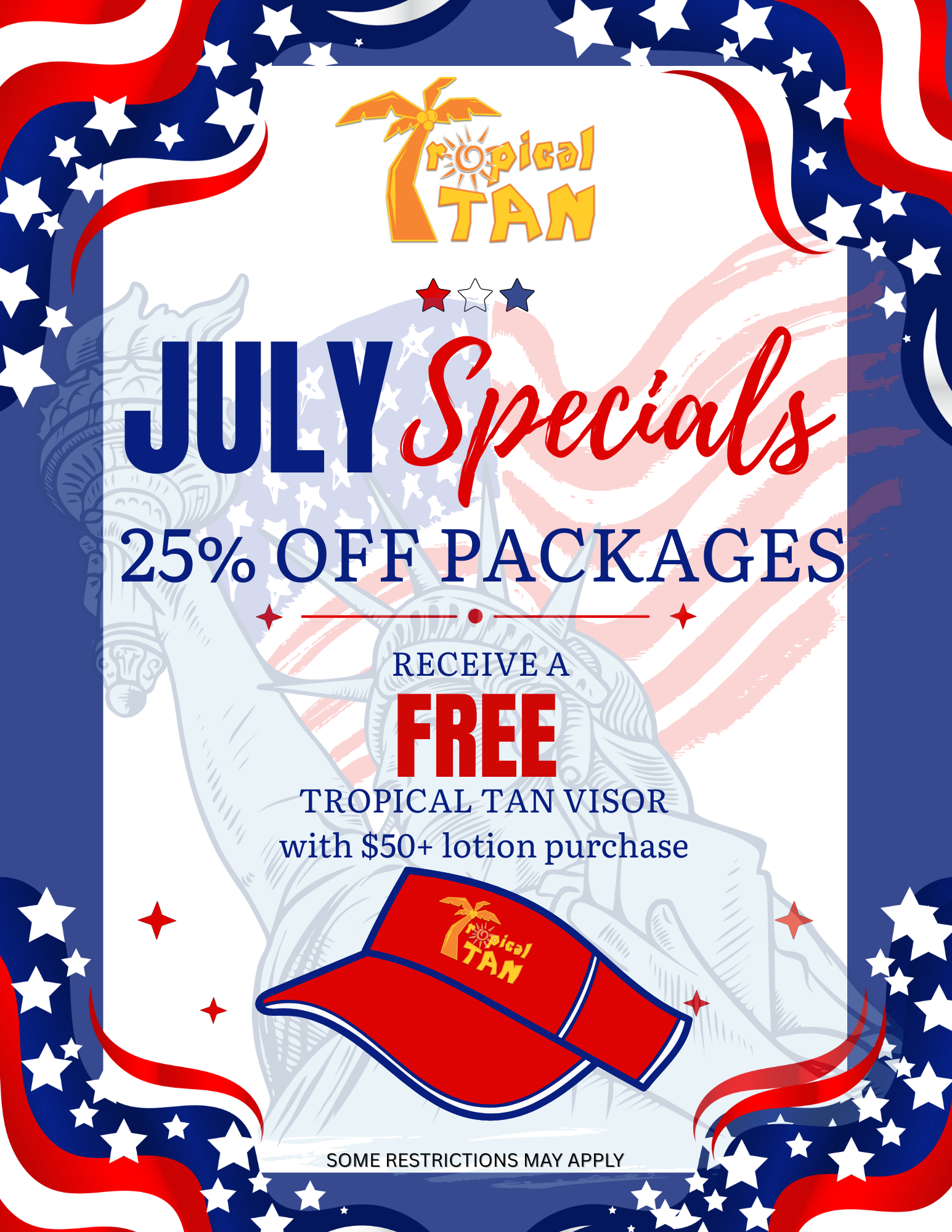 July Specials – 25% OFF PACKAGES – Tropical Tan